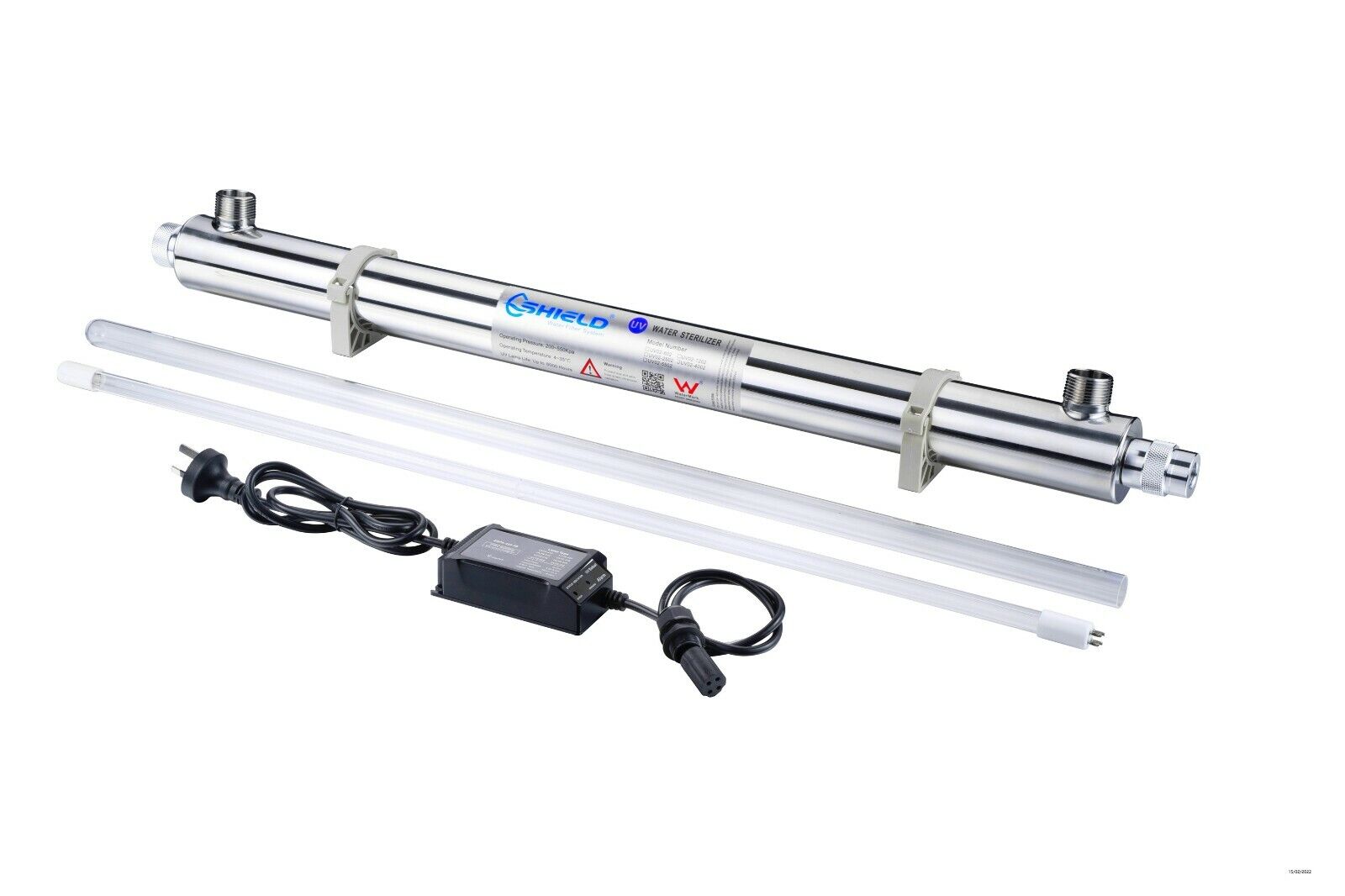 80LPM UV Water Sterilizer | 55W Ultraviolet Disinfection | Stainless Steel Chamber | Whole House ...