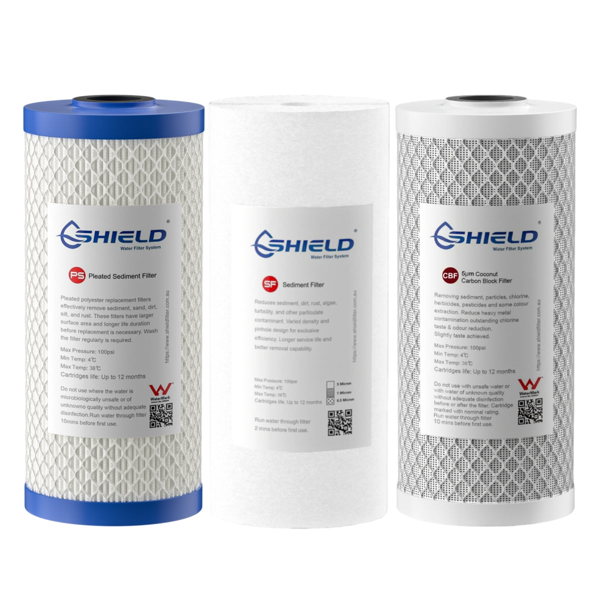 10” x 4.5” Whole House Water Filter Cartridges | 3-Stage 5 Micron Repl