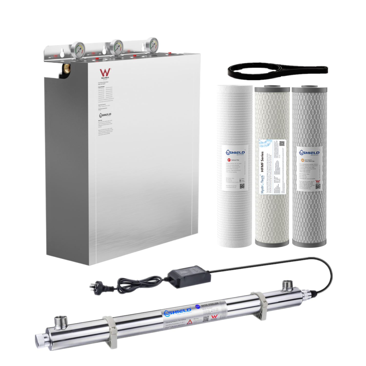 Triple Whole House Rain Tank Water Filter System Ultraviolet Sterilizer