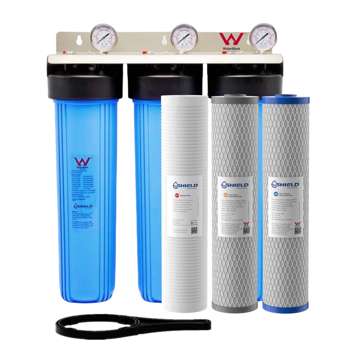 20” x 4.5” Whole House Triple Big Blue Water Filter System | WaterMark ...